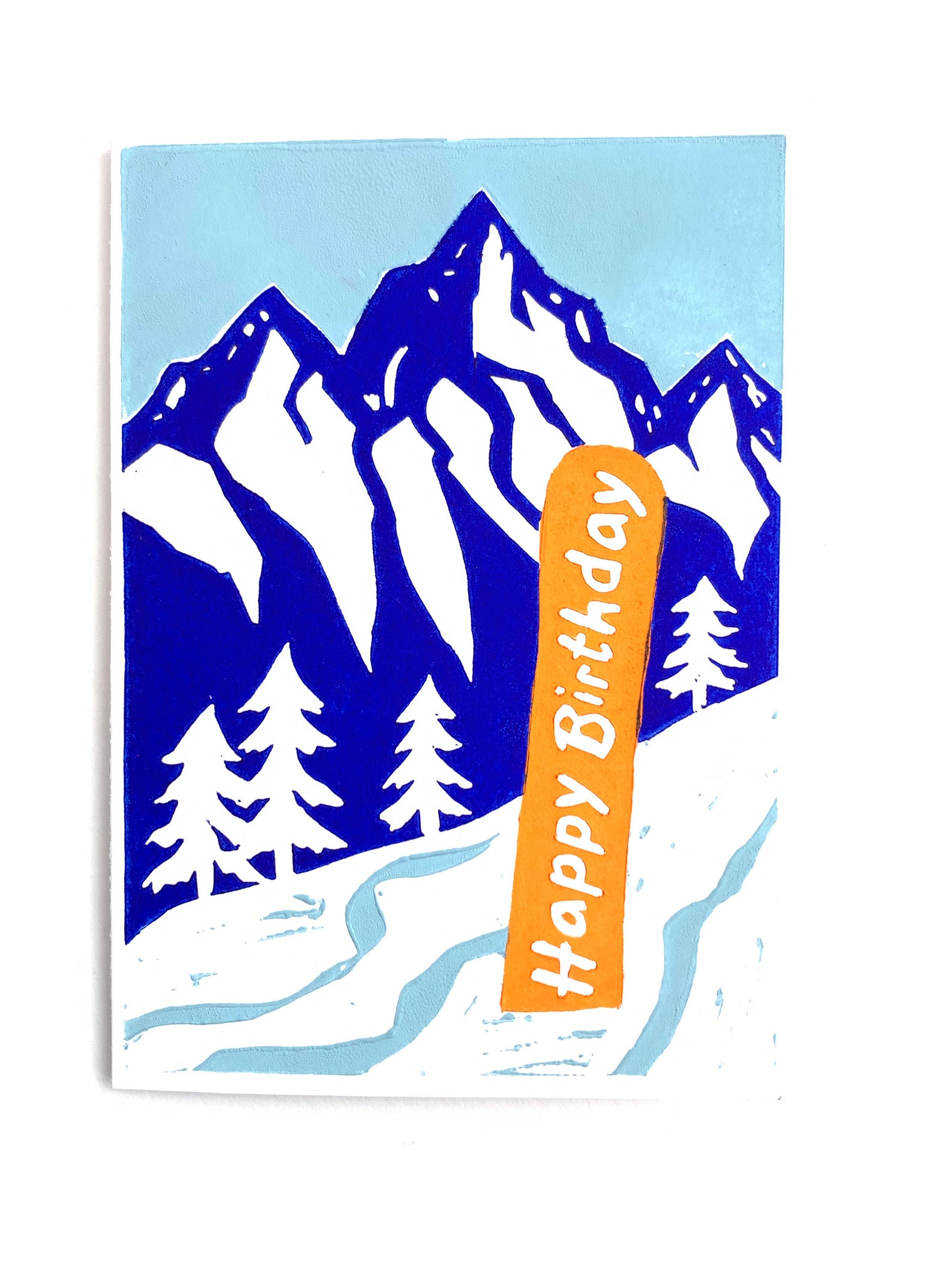 Snowboard Birthday Card (linocut) - Etsy