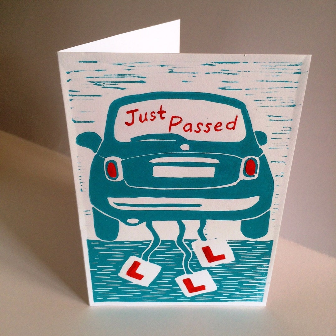 Driving Test Passed Card linocut - Etsy