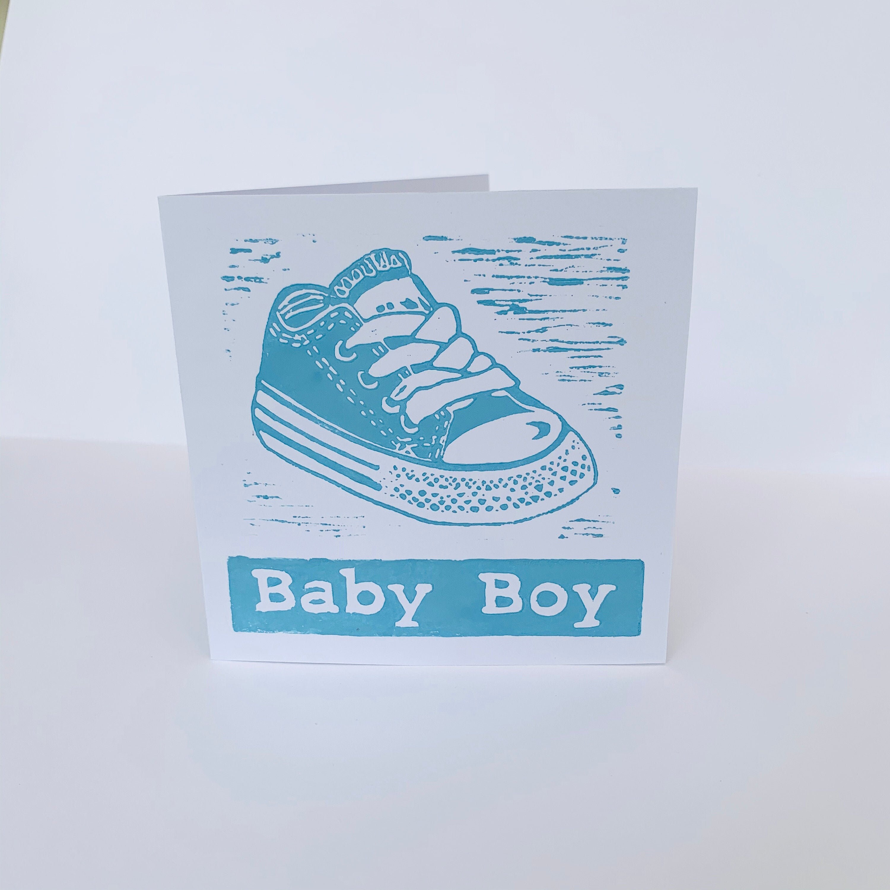 Baby Boy Card linocut - Etsy