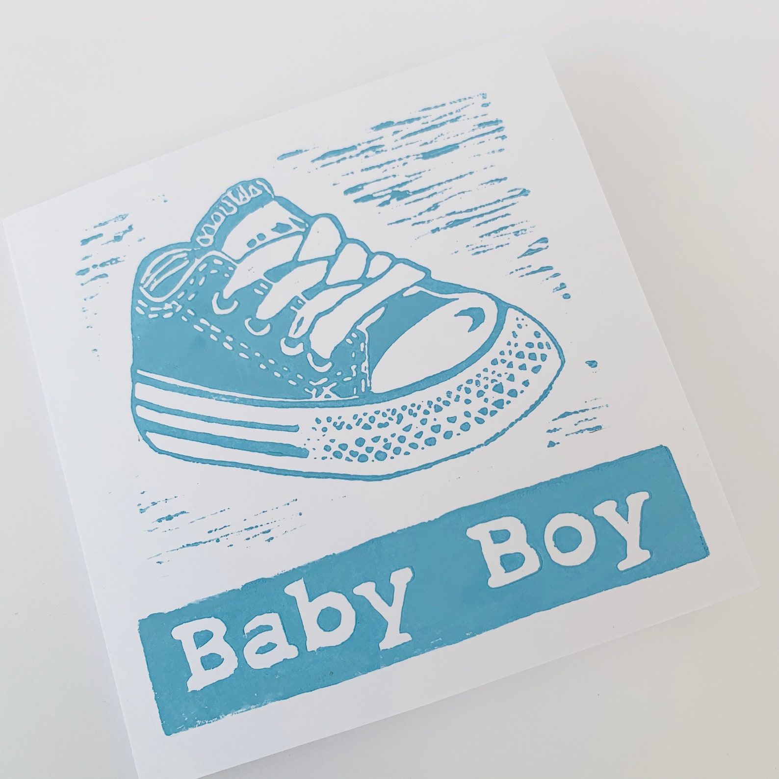 Baby Boy Card linocut - Etsy