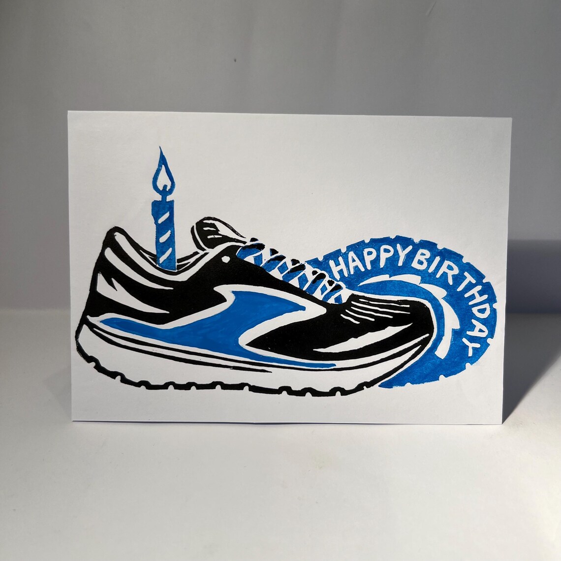 Running Birthday Card (linocut) - Etsy