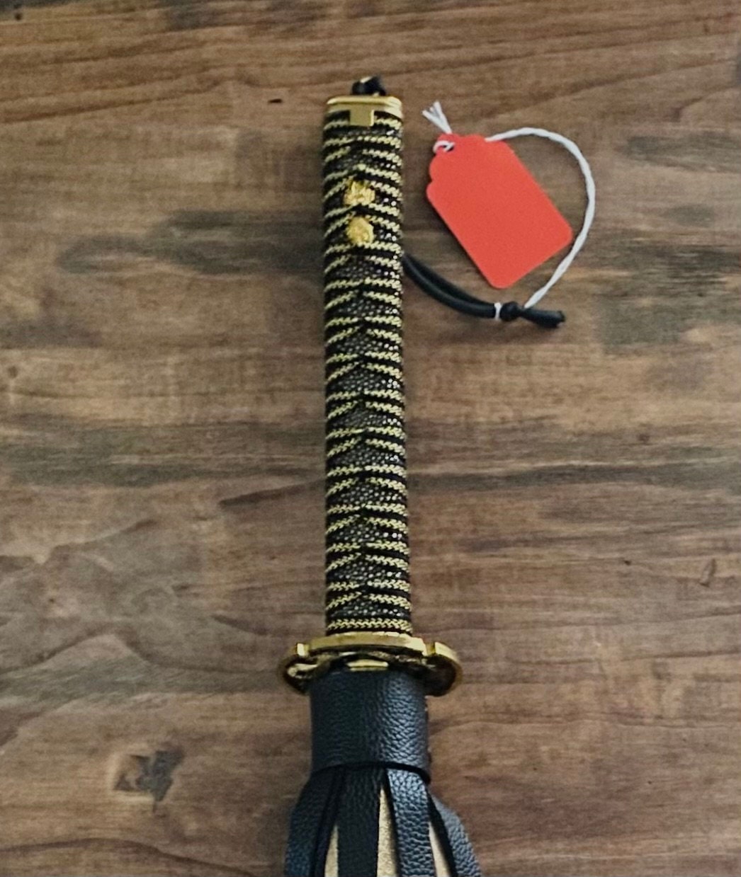 Black & Metallic Gold Katana Handled Flogger