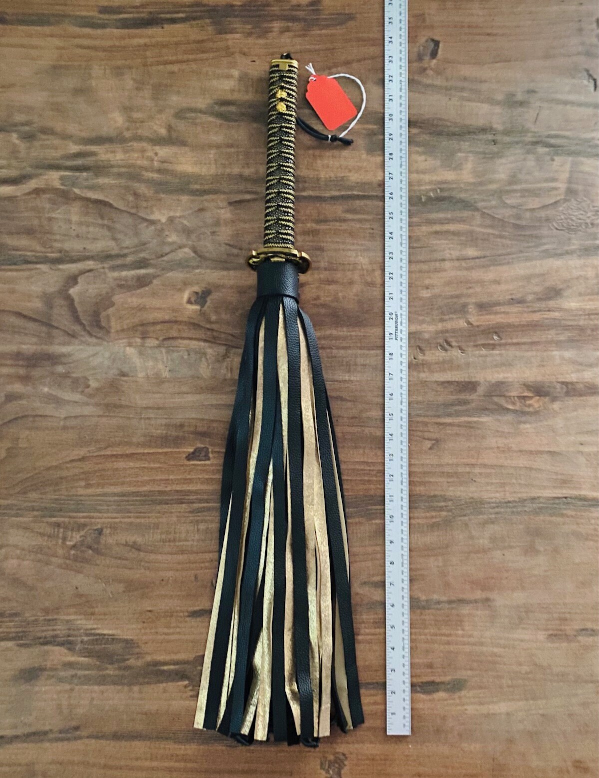 Black & Metallic Gold Katana Handled Flogger