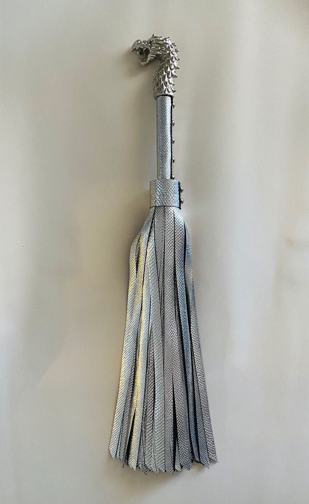 Luxurious Silver & Black Dragon Flogger
