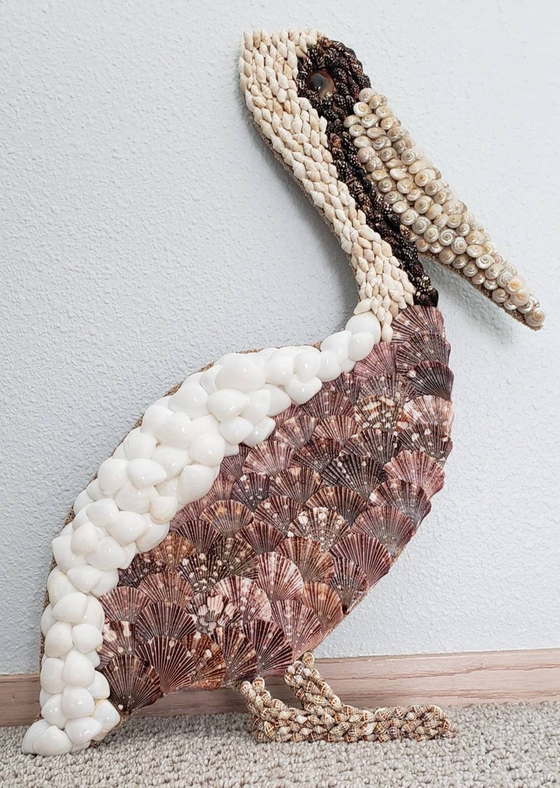 Seashell Pelican Pelican Wall Decor Sea Life Decor - Etsy
