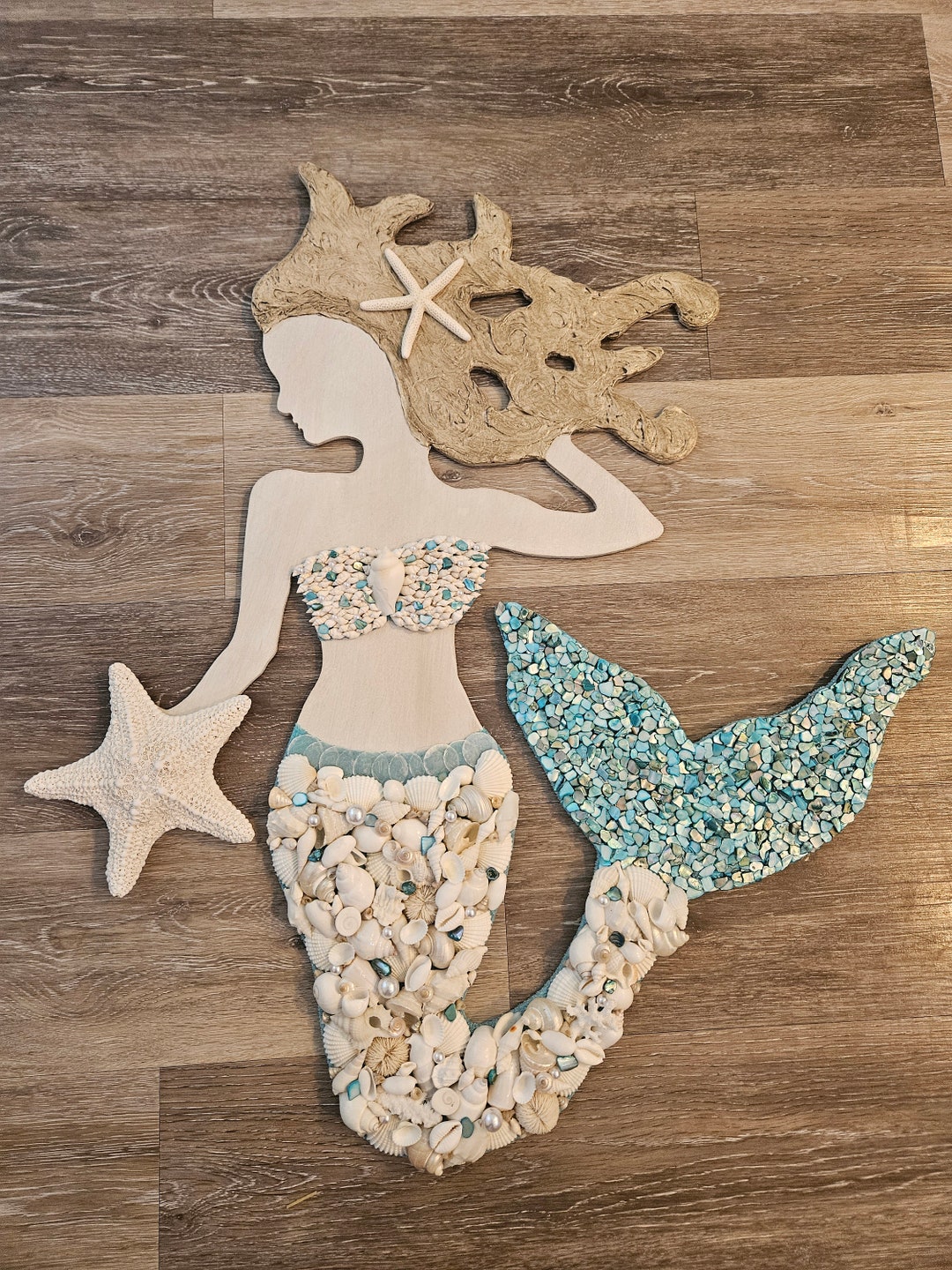 Seashell Mermaid - Beach Decor - Nautical Decor - Coastal Decor - Etsy