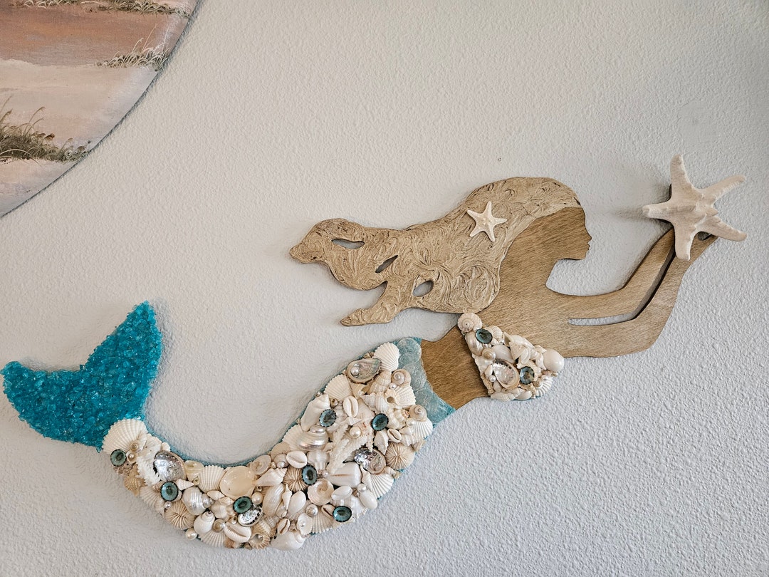 Seashell Mermaid - Beach Decor - Nautical Decor - Coastal Decor - Etsy