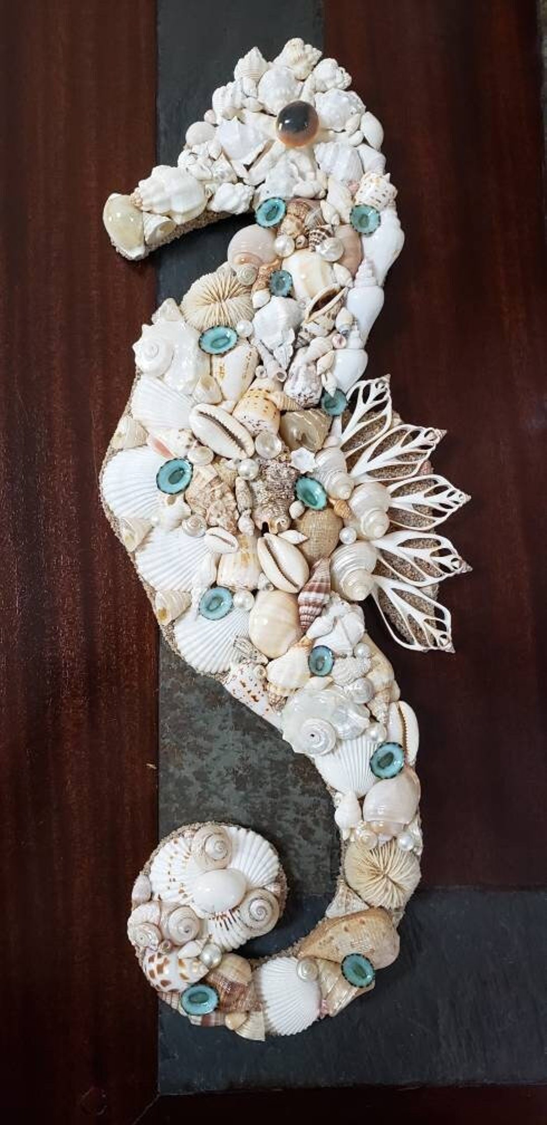 Seashell Seahorse Seahorse Shell Art Beach Decor Seashell Seahorse Wall ...