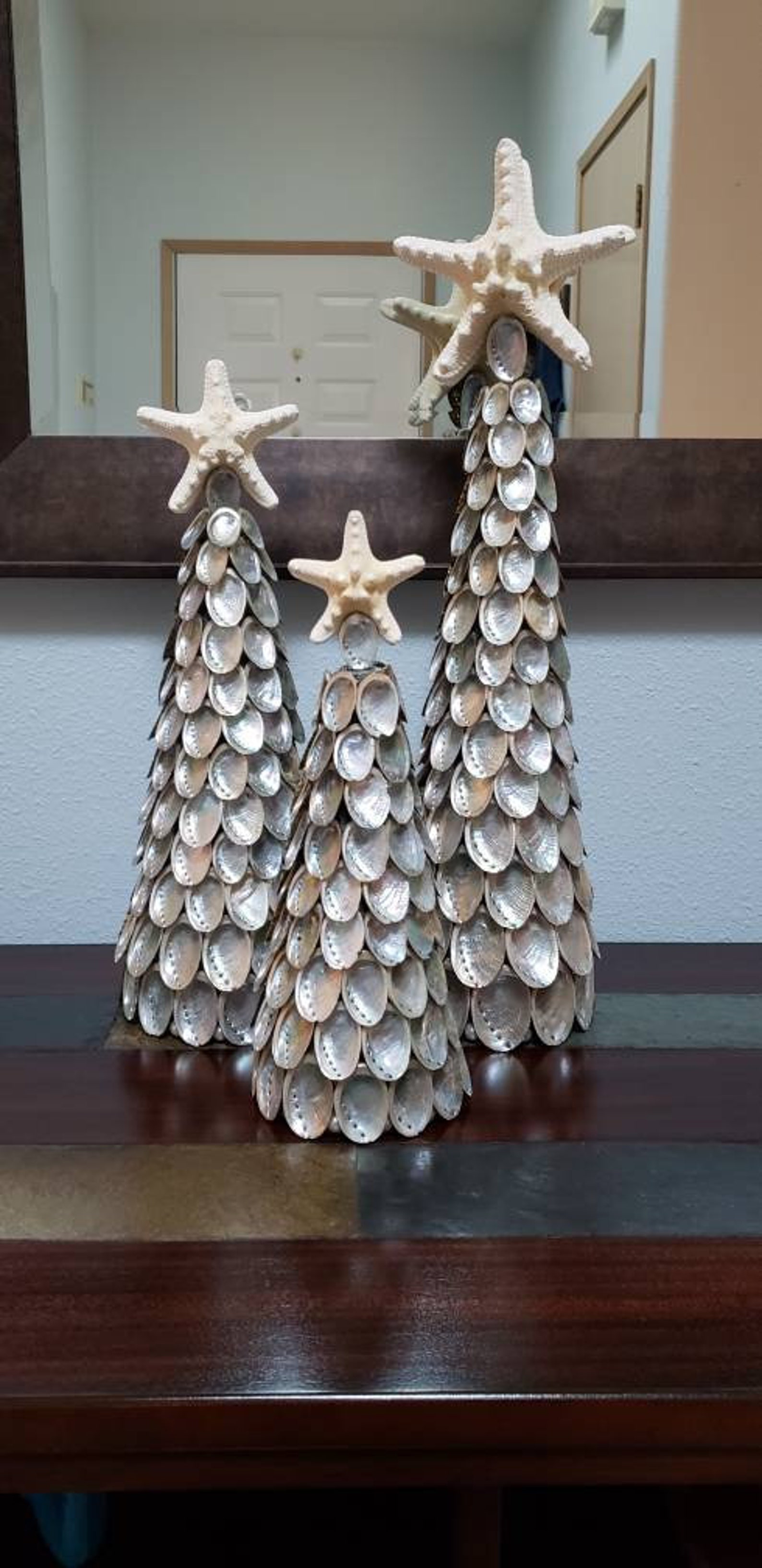 Silver Donkey Ear Abalone Seashell Tree Coastal Christmas | Etsy