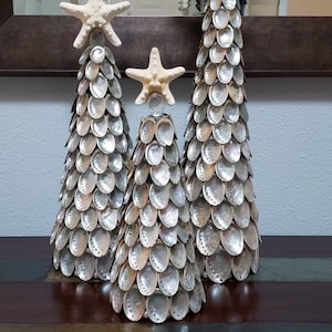 Silver Donkey Ear Abalone Seashell Tree Coastal Christmas - Etsy