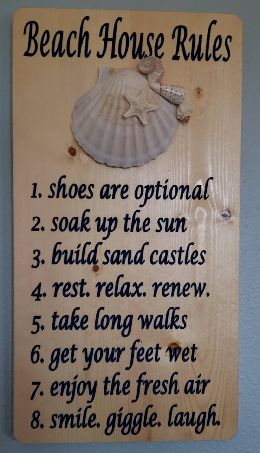 Beach House Rules Sign Custom Carved Wood Sign Beach Decor Nautical ...