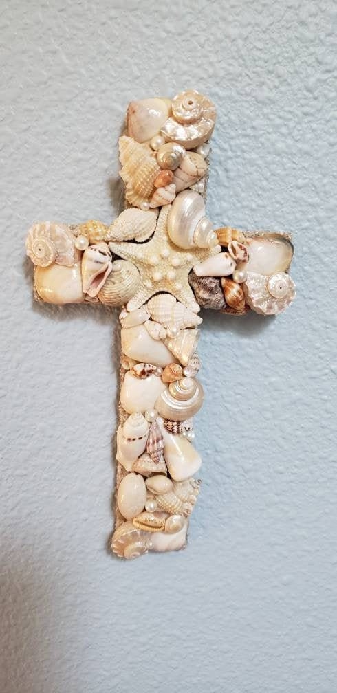 Beach Decor - Coastal Decor Shell Cross - Seashell Cross - Beach ...
