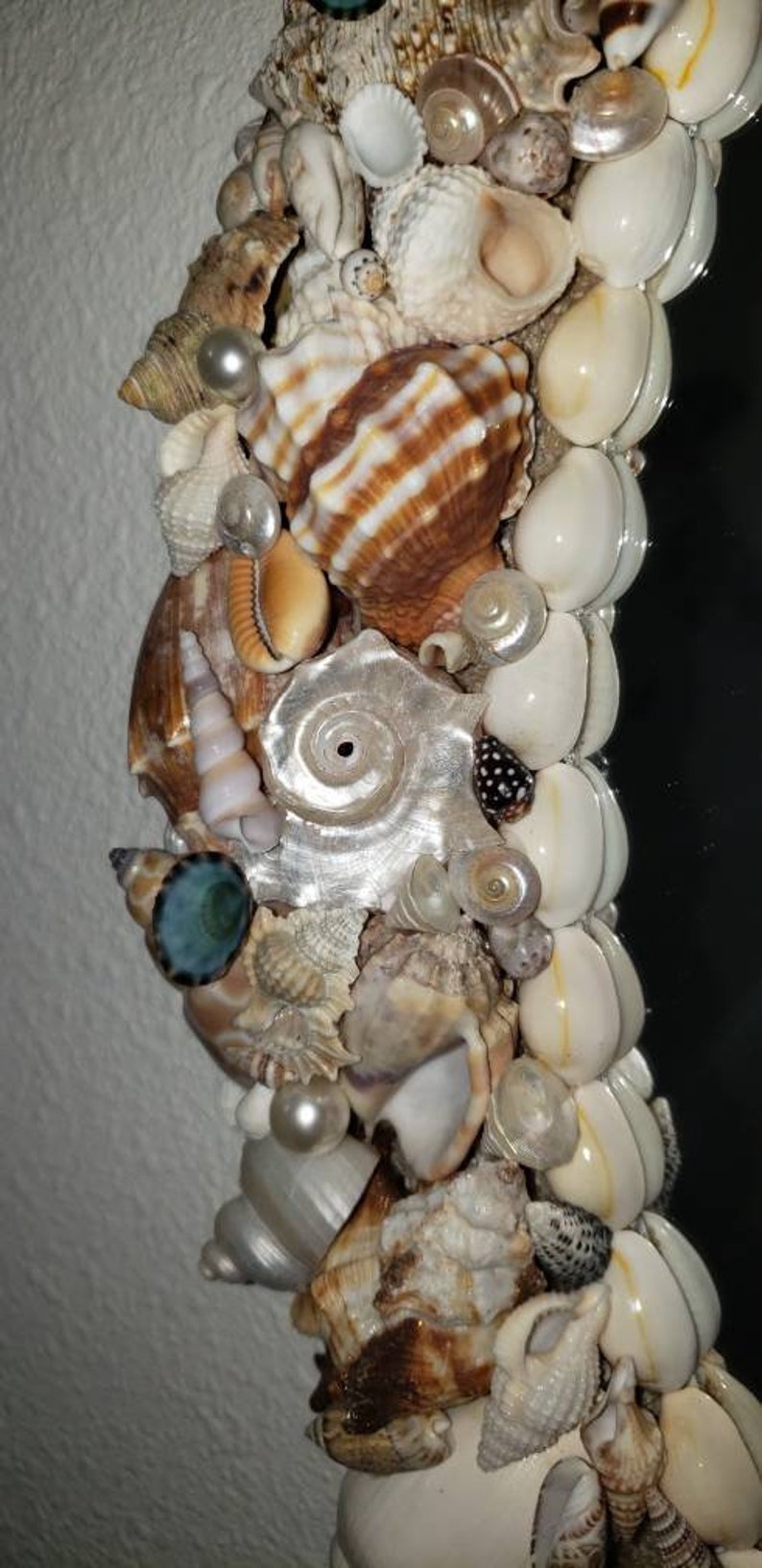 Seashell Mirror Round Seashell Mirror Coastal Decor - Etsy