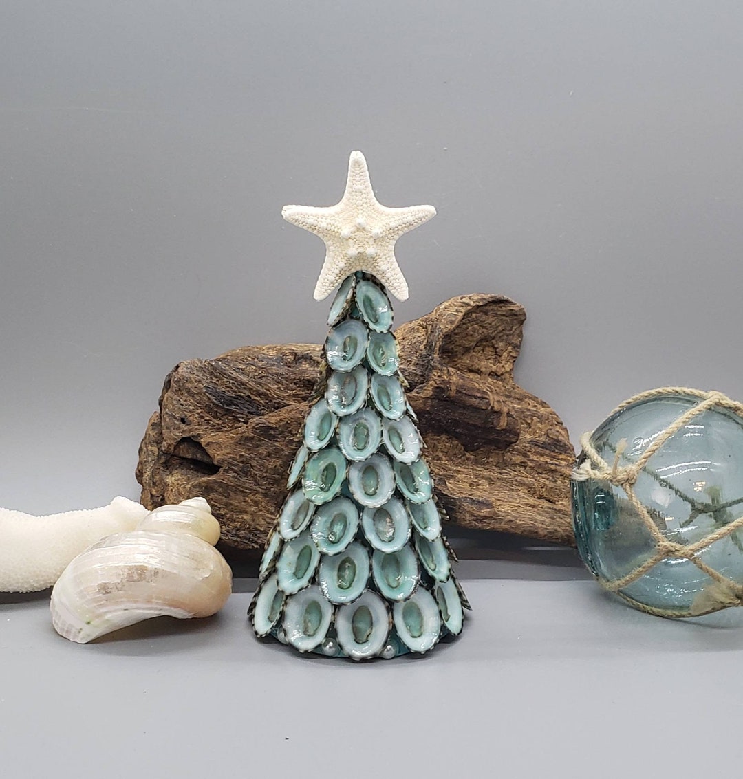 Beachy Christmas Tree - Seashell Tree Ornament - Coastal Ornament ...