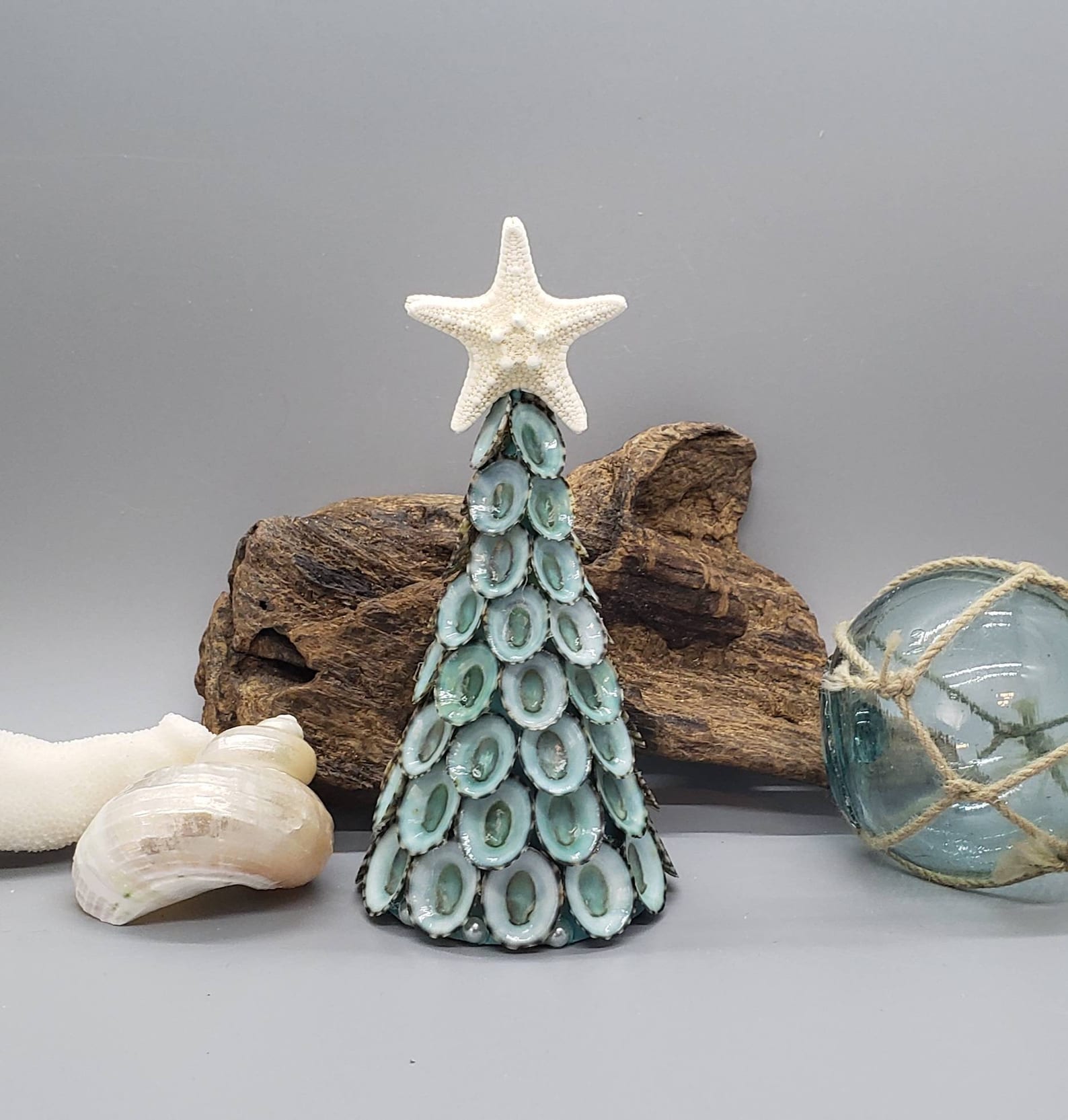 Beachy Christmas Tree - Seashell Tree Ornament - Coastal Ornament ...