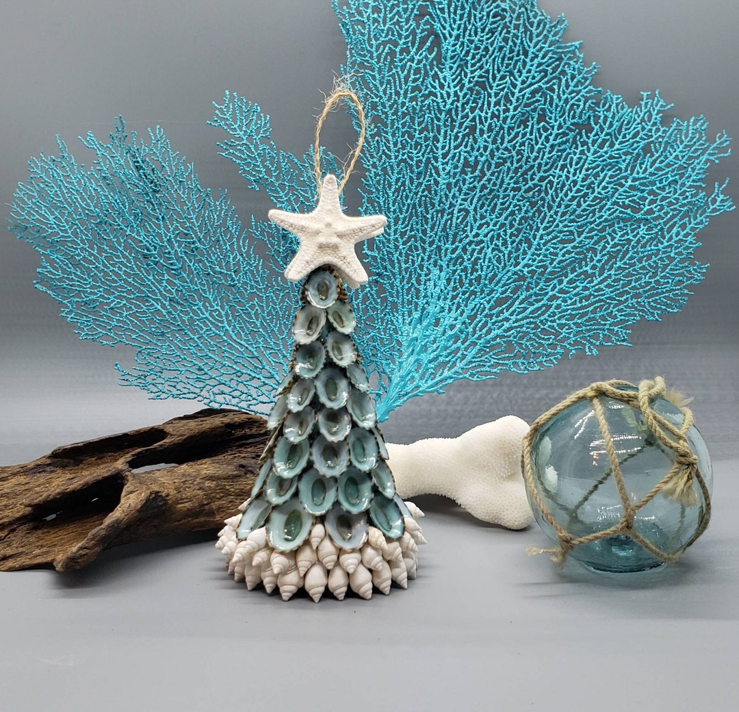 Beachy Christmas Tree Ornament - Seashell Tree Ornament - Coastal ...