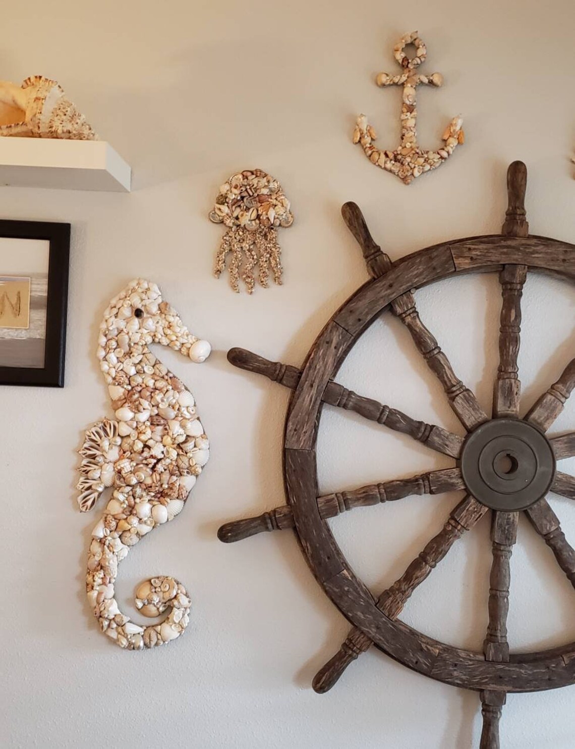 Seashell Seahorse - Seahorse Shell Art - Beach Decor - Seashell ...