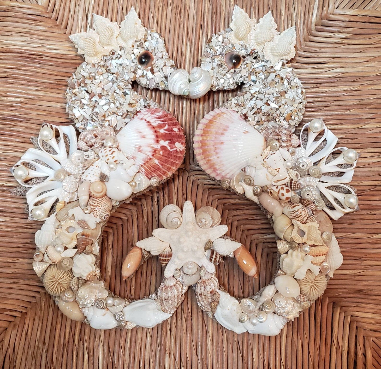 Seashell Seahorses Kissing Seahorses Beach Decor Coastal - Etsy