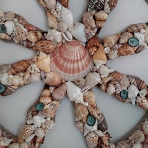 Extra Large 36" Ships Wheel - Seashell Ships Wheel - Nautical Ships ...