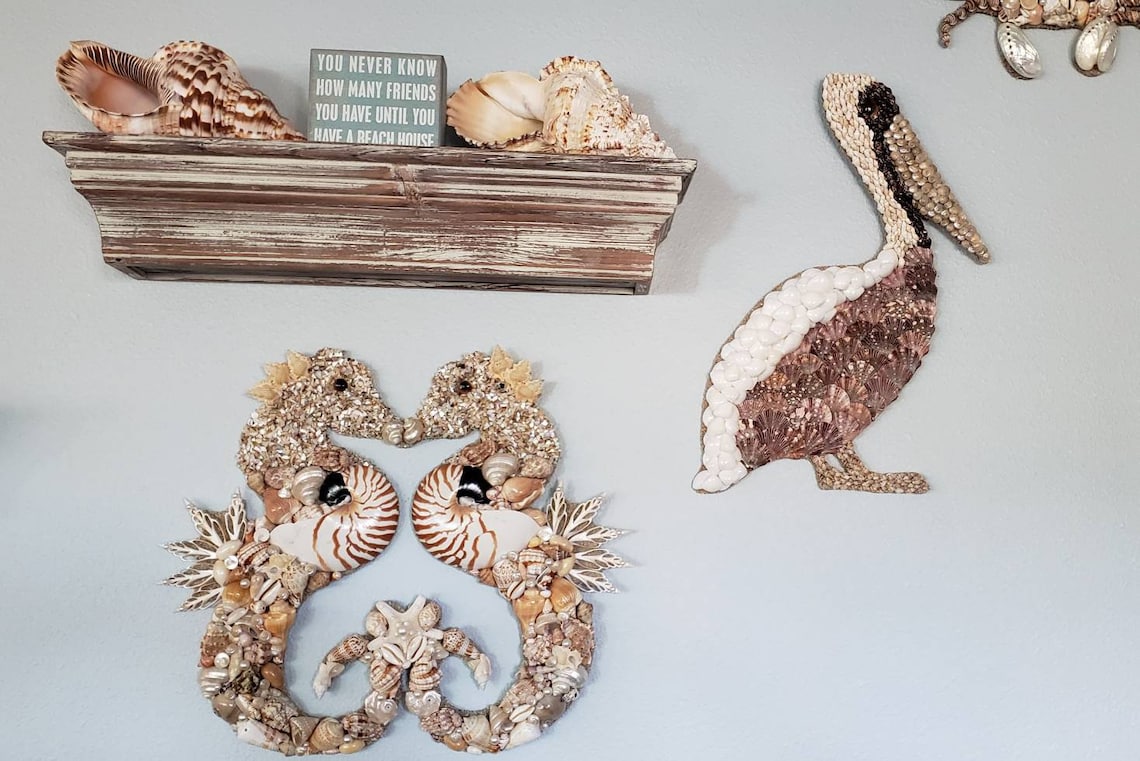 Seashell Pelican Pelican Wall Decor Sea Life Decor - Etsy