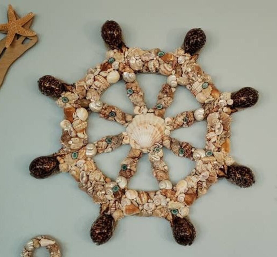 Ships Wheel - Seashell Ships Wheel - Nautical Ships Wheel - Seashell ...