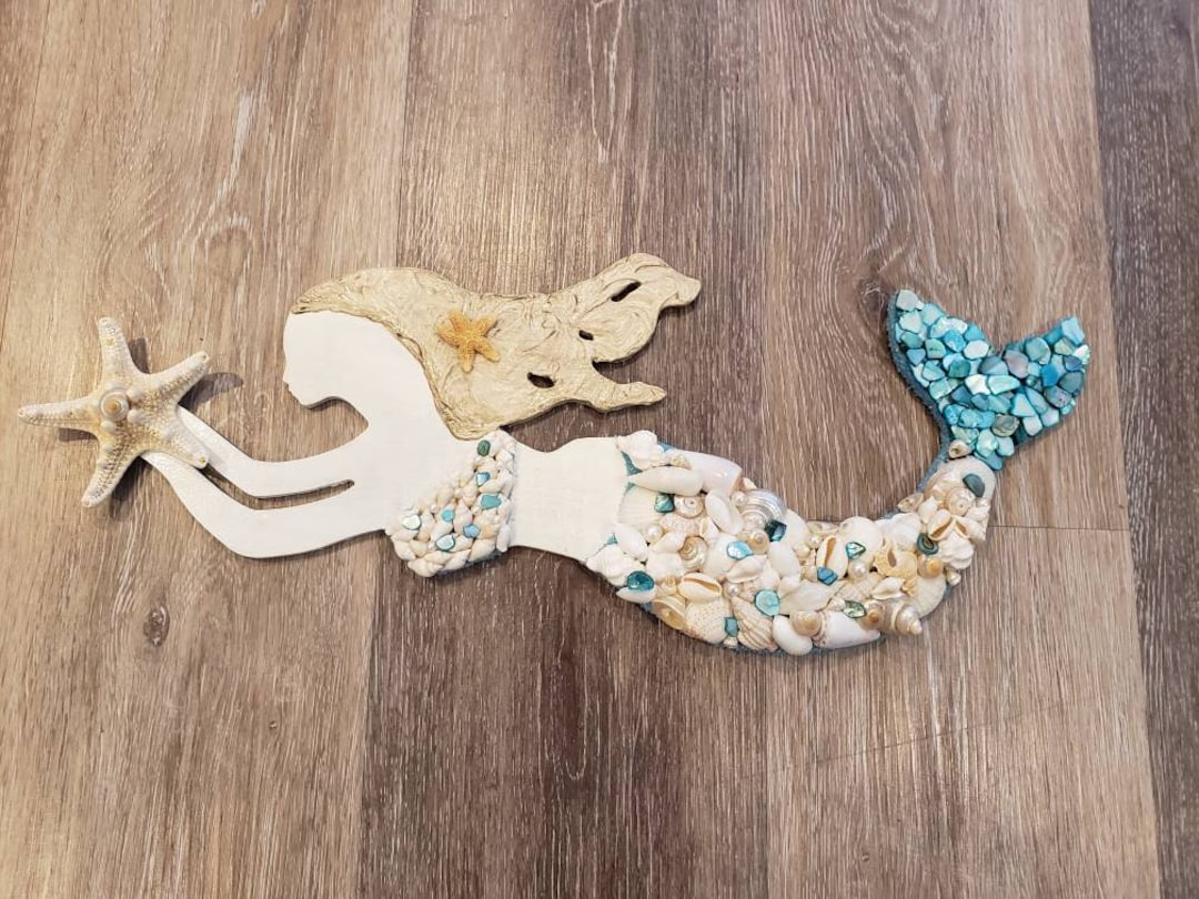 Seashell Mermaid - Beach Decor - Nautical Decor - Coastal Decor - Etsy