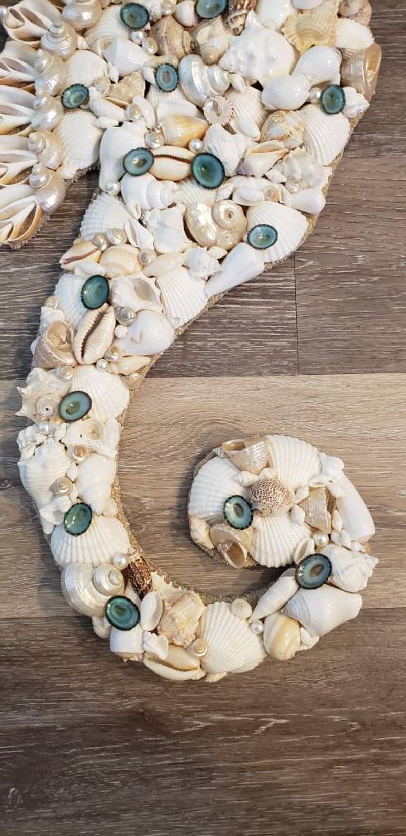 Seashell Seahorse Seahorse Shell Art Decoración de playa - Etsy España