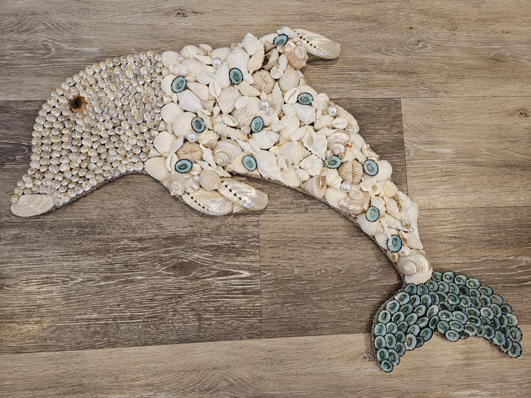 Seashell Dolphin - Seashell Dolphin Wall Art - Coastal Beach Decor ...