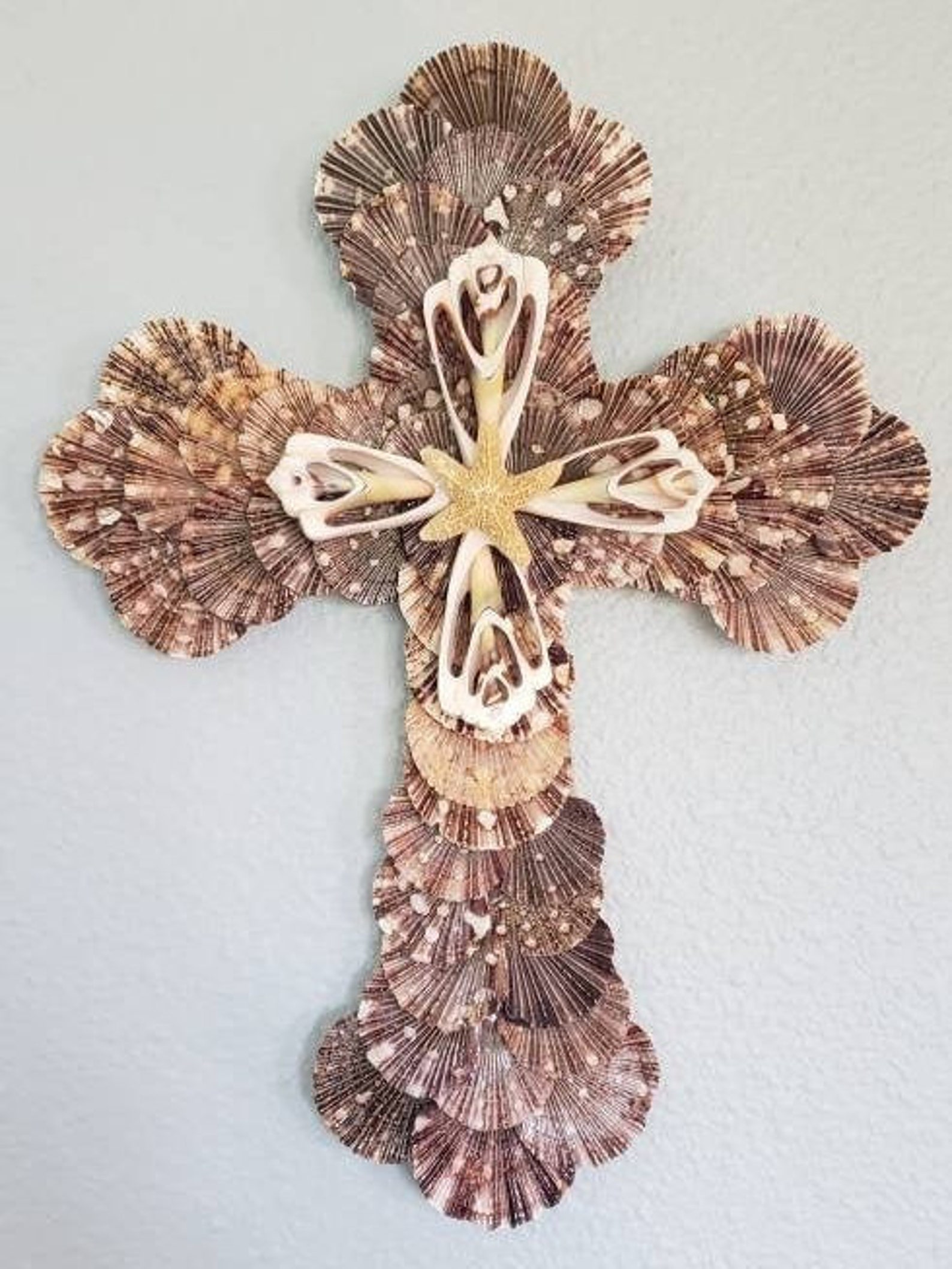 Beach Decor Coastal Decor Shell Cross Seashell Cross | Etsy