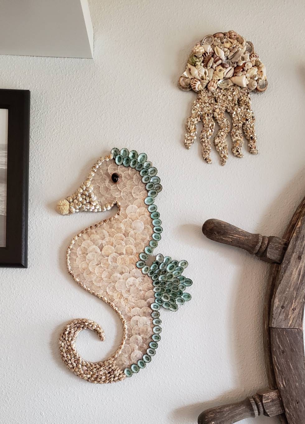 Seashell Seahorse - Seahorse Shell Art - Beach Decor - Seashell ...