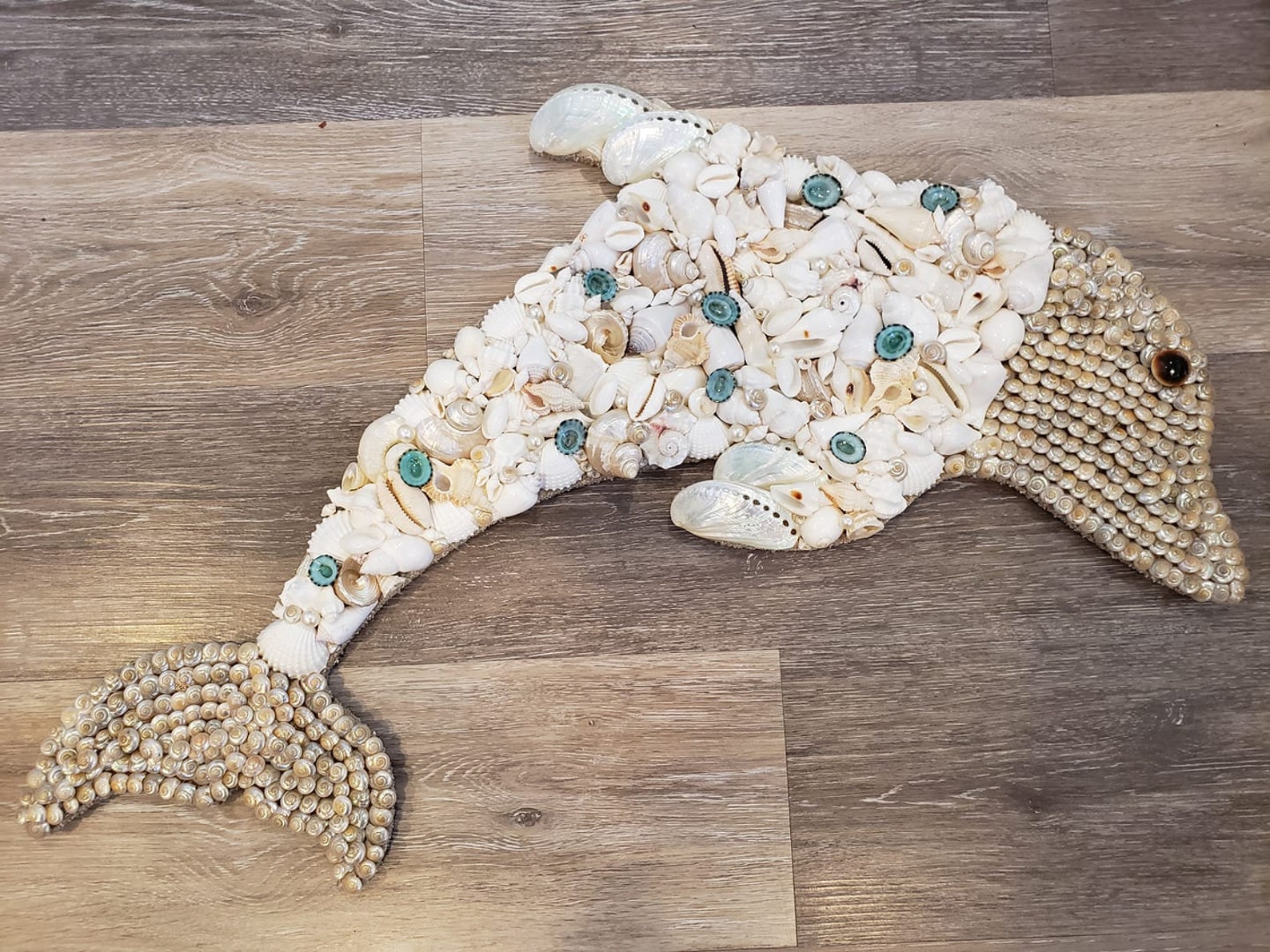 Seashell Dolphin Seashell Dolphin Wall Art Coastal Beach - Etsy