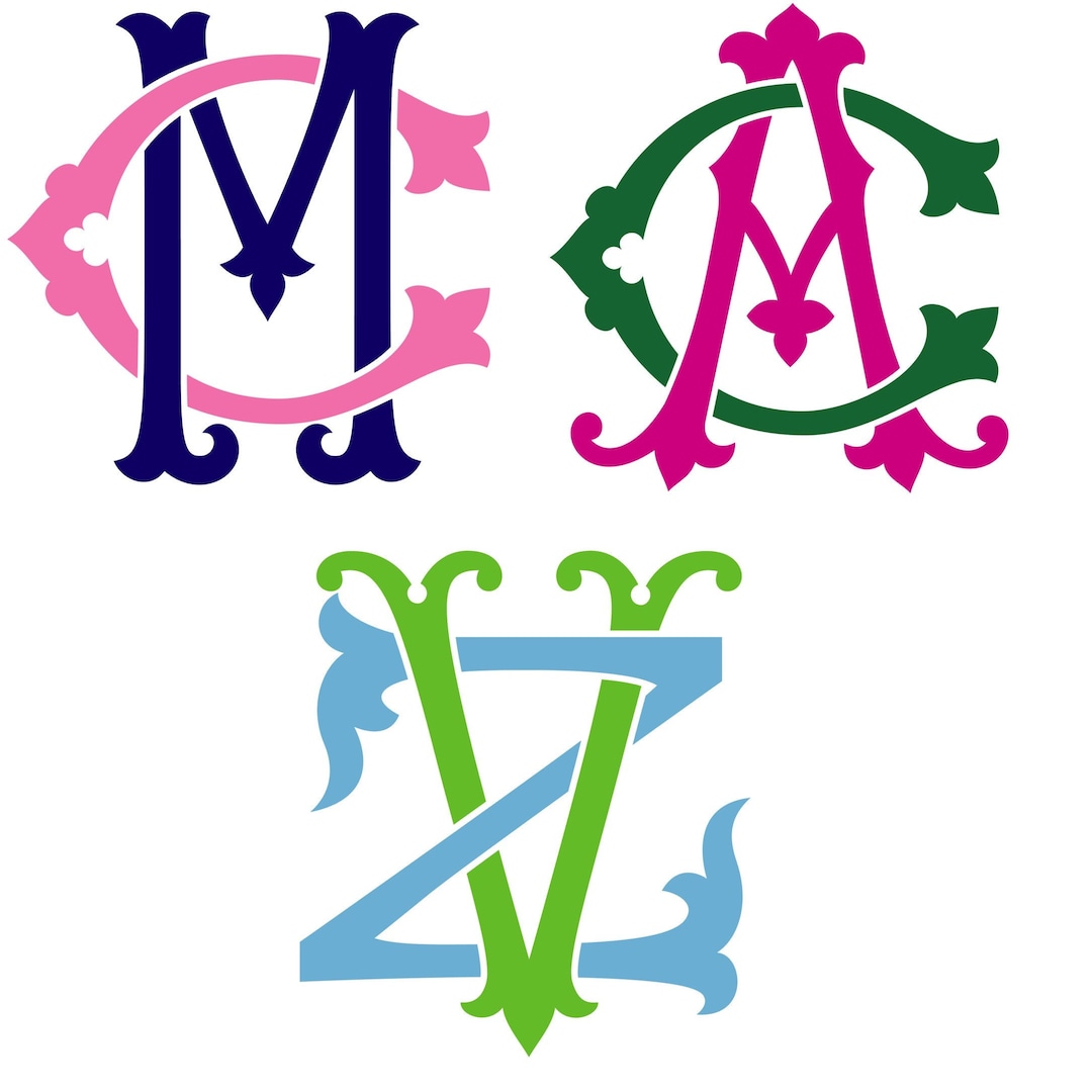 Two Color Two Letter Monogram Decal Couples Monogram Decal Custom ...