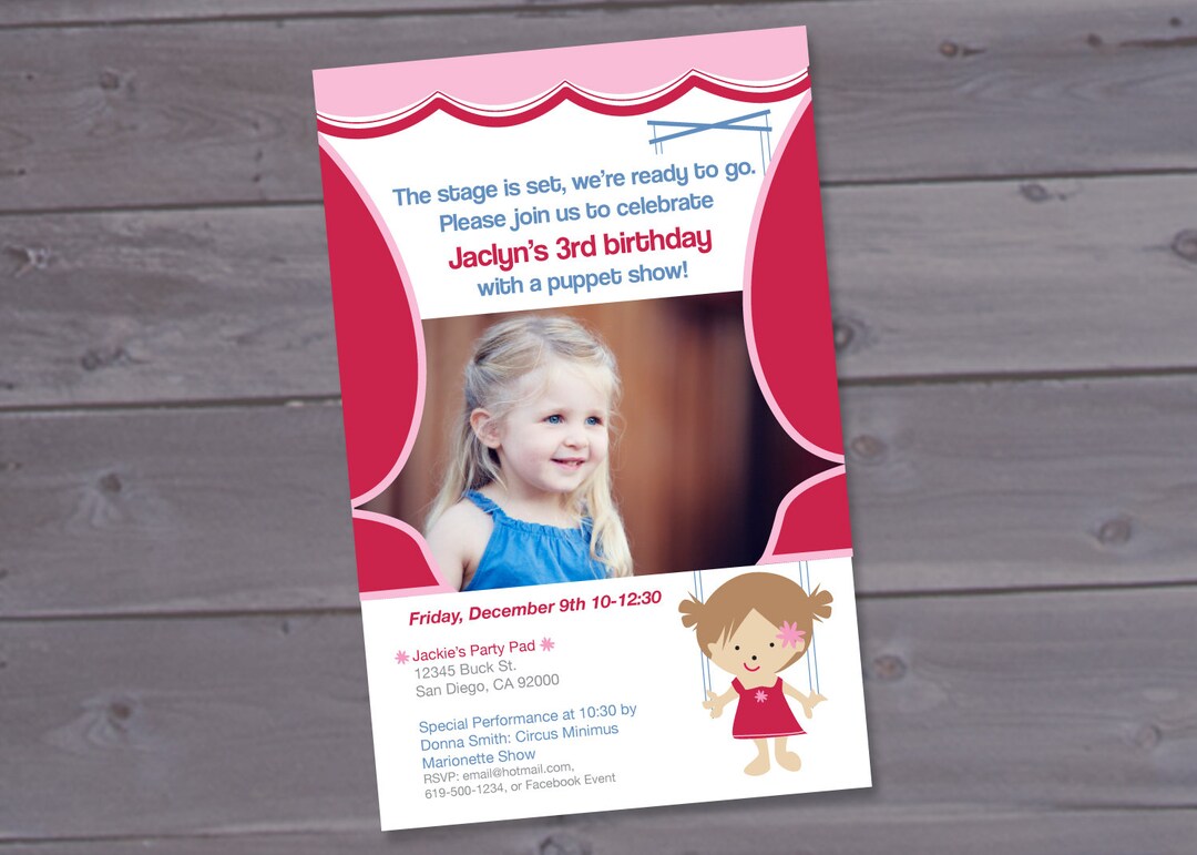 Puppet Show Birthday Invitation Printable - Etsy