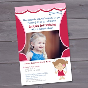 Puppet Show Birthday Invitation Printable - Etsy