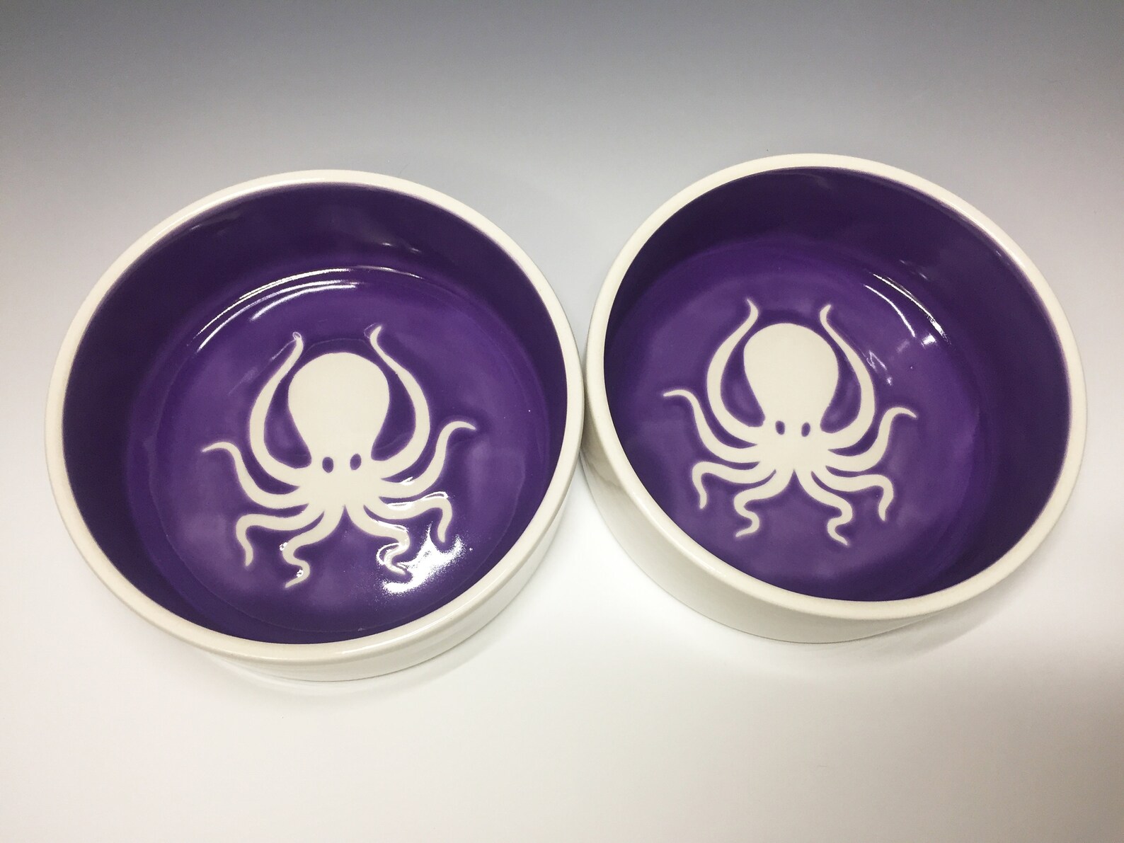 Purple Octopus Octopi Small Pet Food Bowls Handmade Hand Made - Etsy