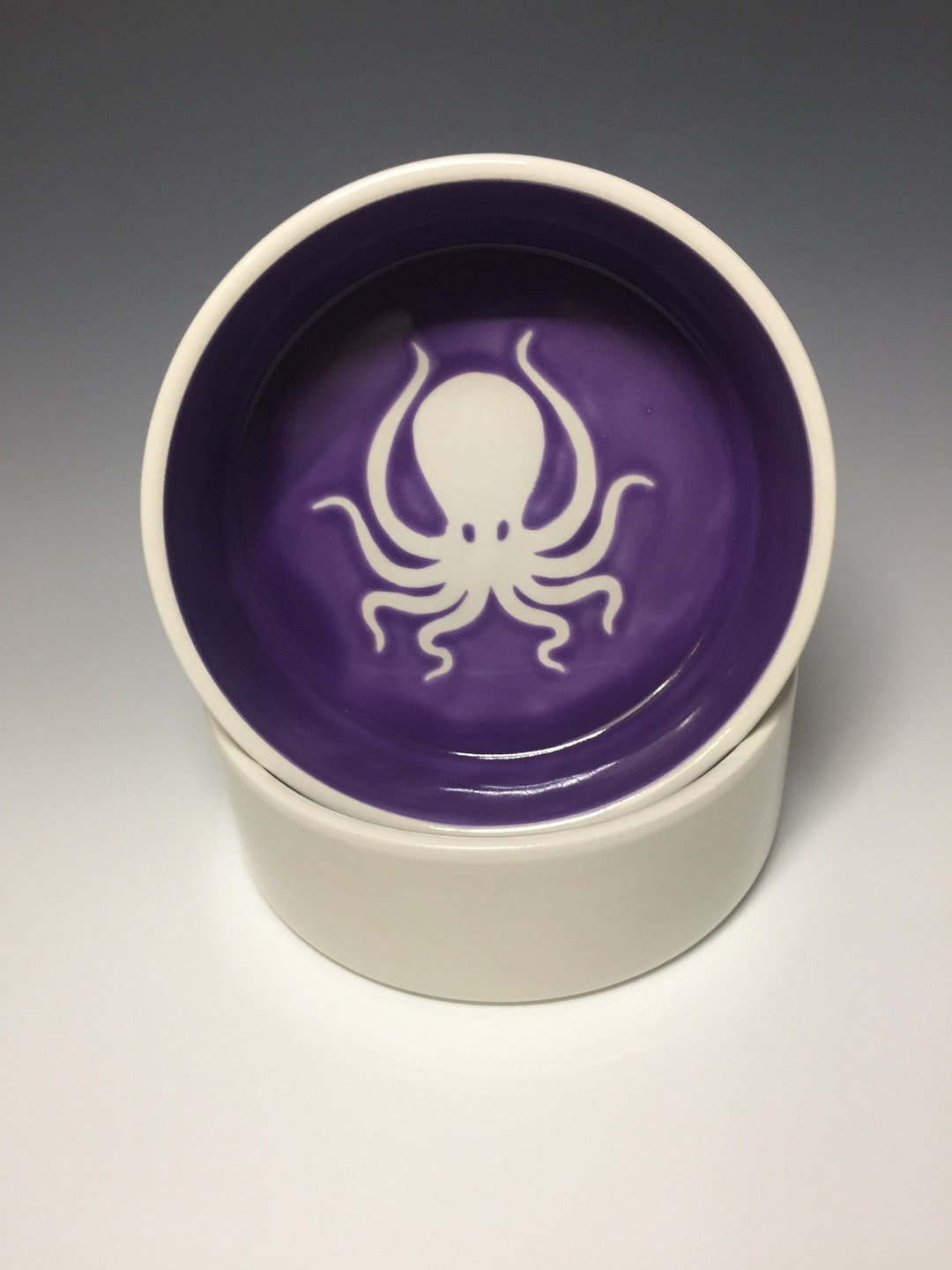 Purple Octopus Octopi Small Pet Food Bowls Handmade Hand Made OHIO USA ...