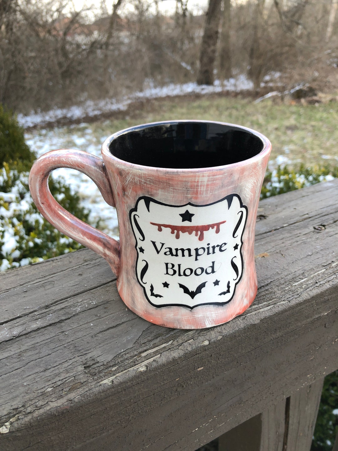 Large Red Goth Vampire Blood Coffee Cup Mug Ceramic Pottery Hand Made ...