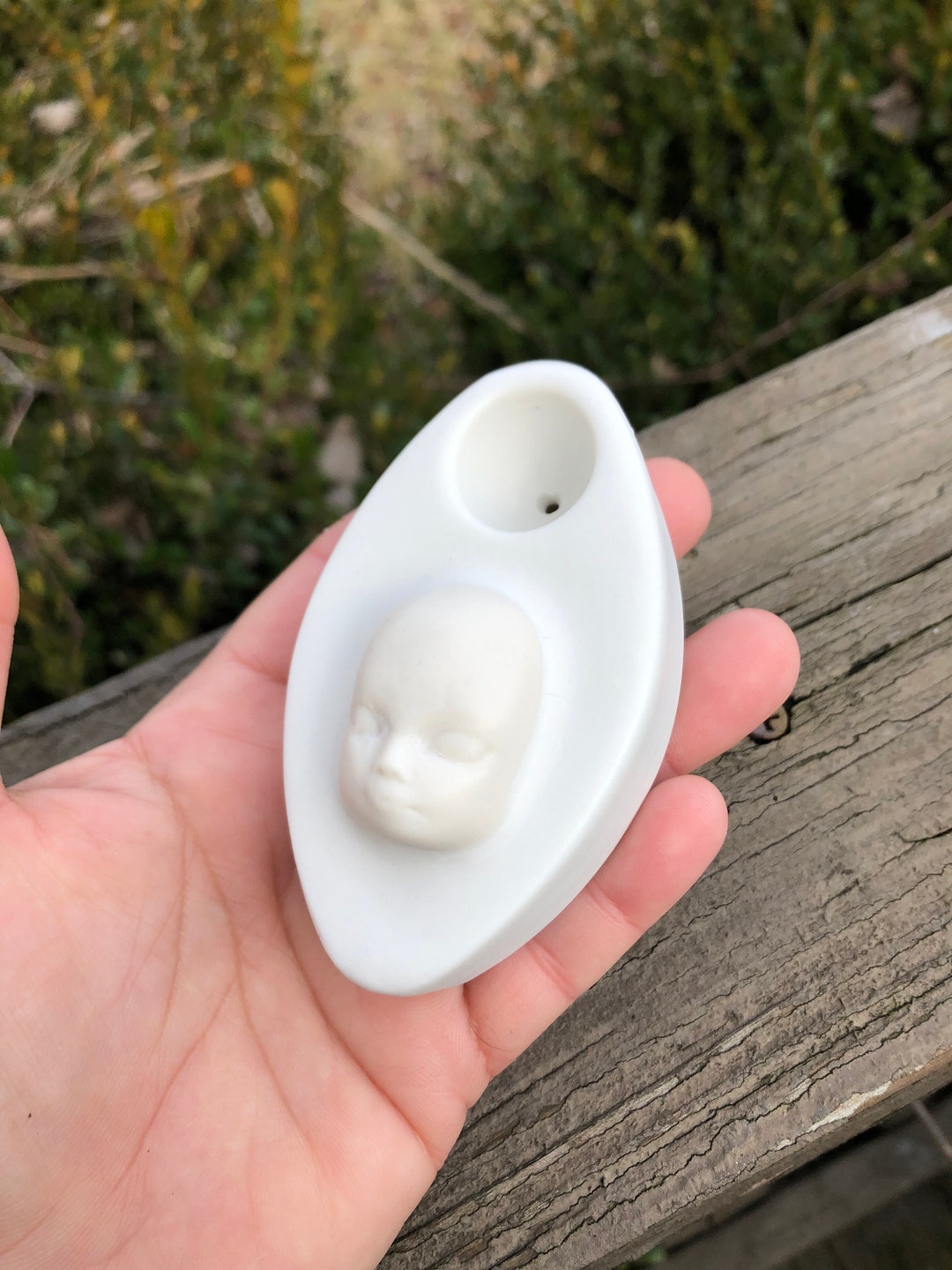 Porcelain Alien Face Smoking Pipe Ceramic Pottery Ohio Usa Handmade ...