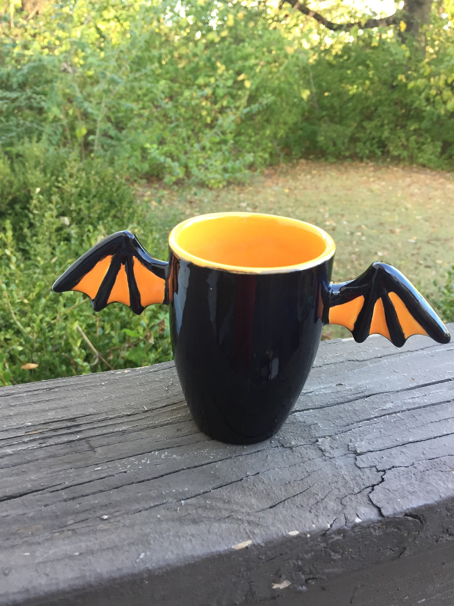 Set of 2 Little Bat Cups Orange Black OHIO USA Handmade Hand - Etsy ...