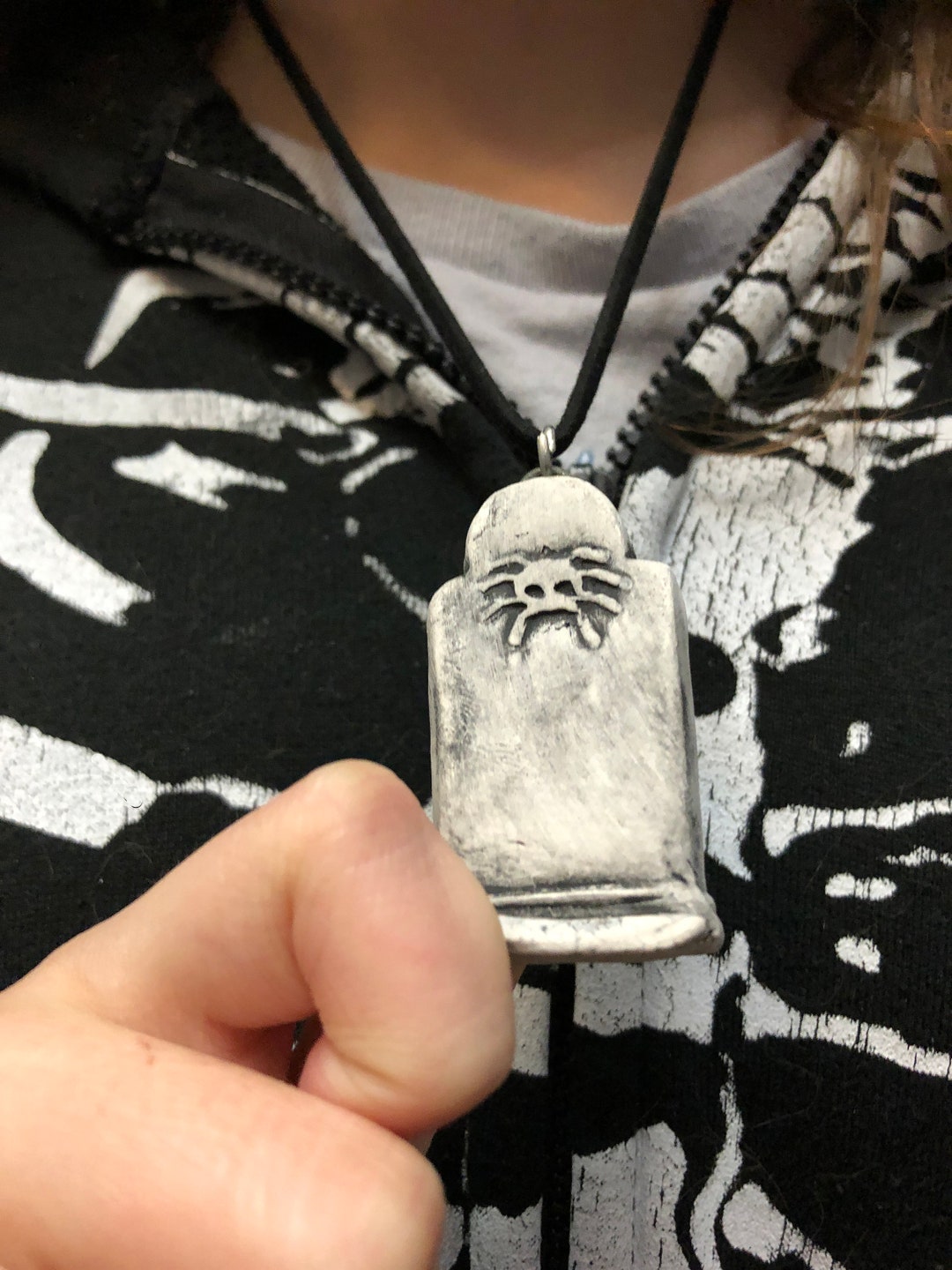 Creepy Little Spider Tombstone Tomb Stone Head Grave Necklace ...