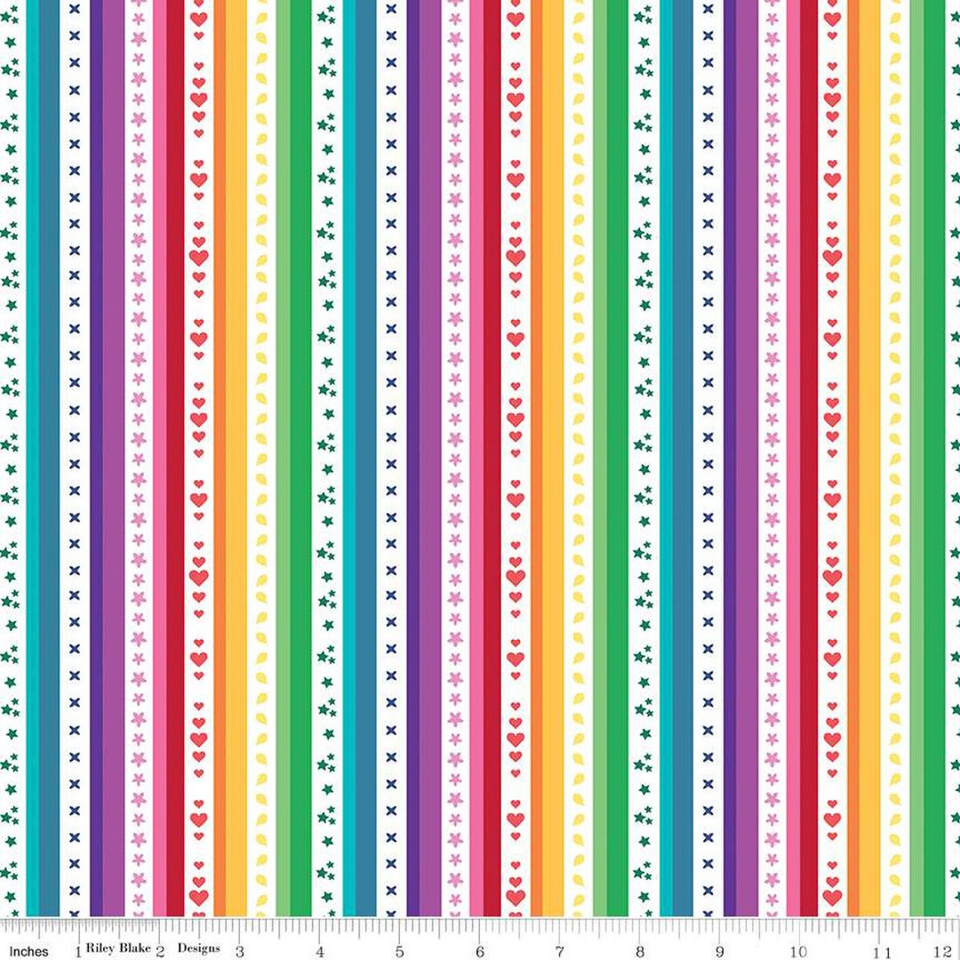 Bloom Stripe White Kristy Lea of Quiet Play Riley Blake Designs Half ...
