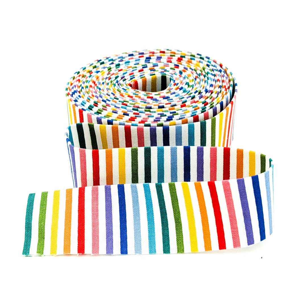 Quilt Binding Rainbow and White 1/8'' Stripe 1 1/4" Single Fold - Etsy