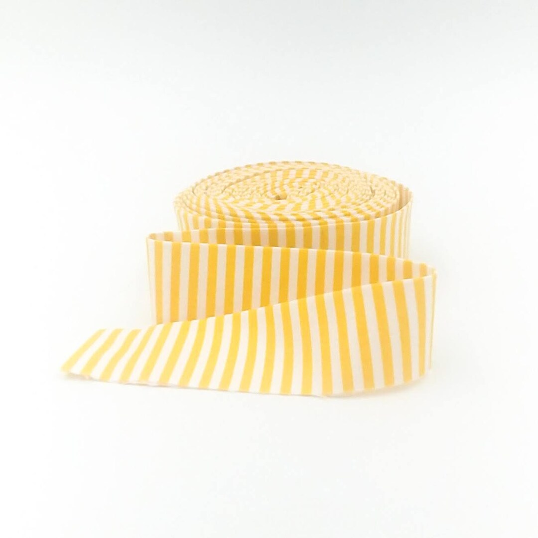 Quilt Binding Mustard Yellow and White 1/8'' Stripe 1 1/4" Single Fold ...