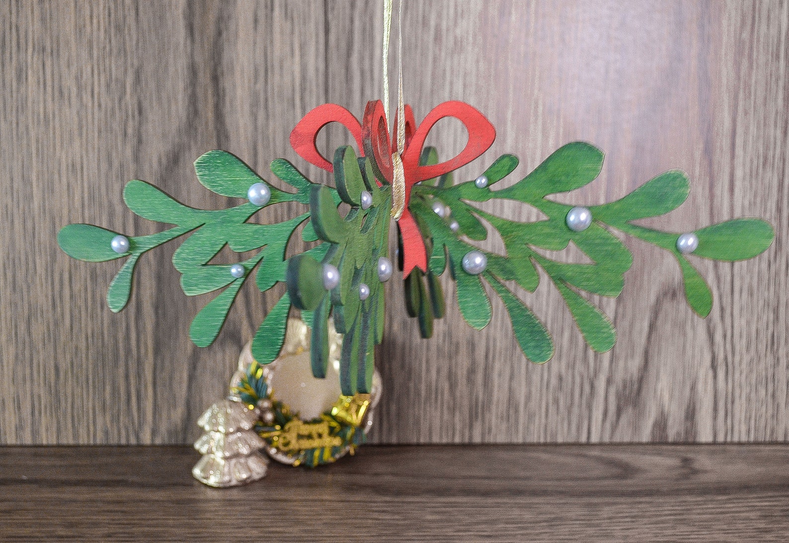 Mistletoe decor Hanging Christmas Decoration hand painted | Etsy