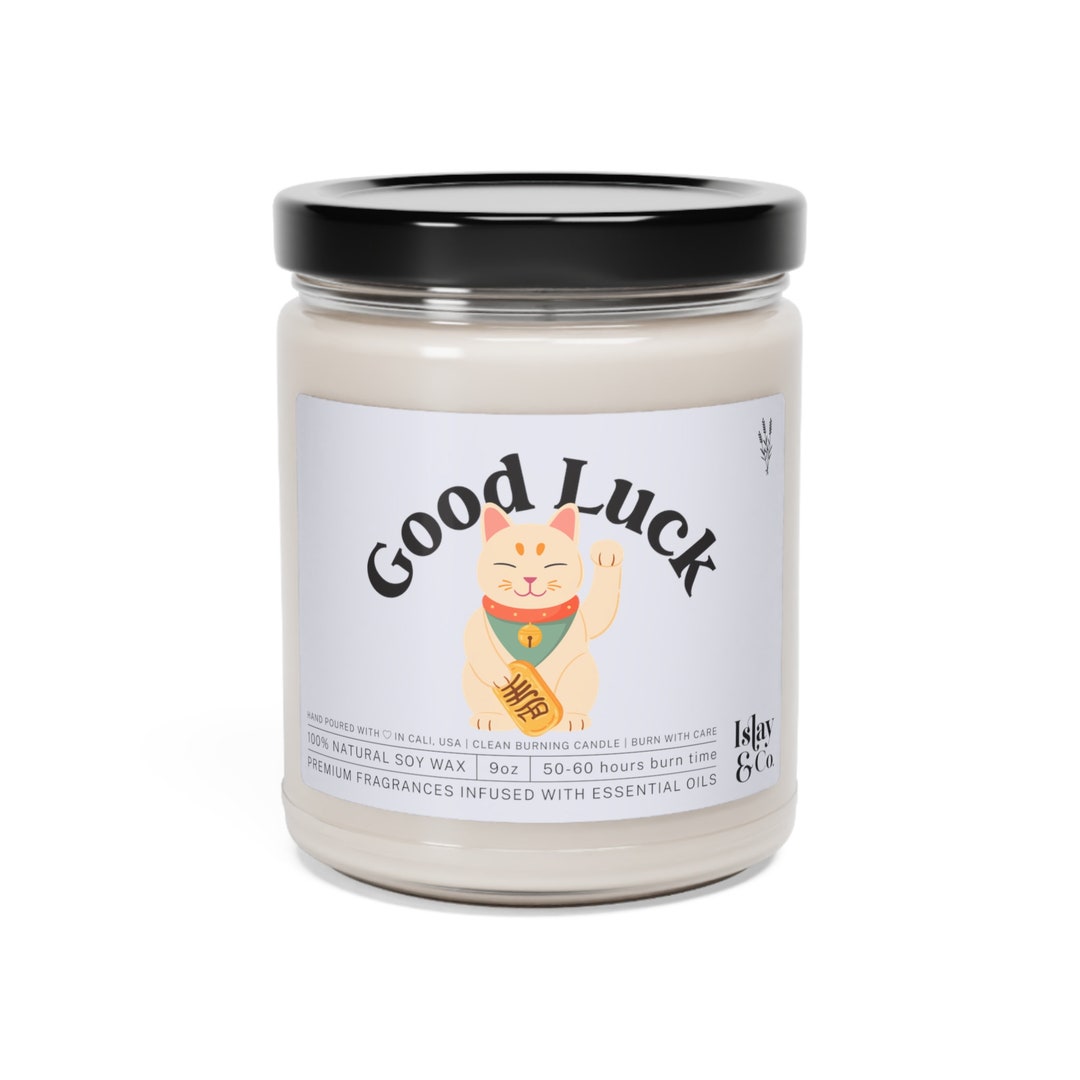Good Luck Maneki Neko Cat Scented Soy Candle, 9oz, Natural Candle, for ...