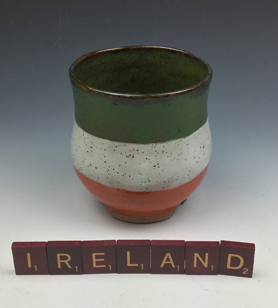 Ireland Flag Cup Handmade Pottery Ceramic mug tumbler whiskey | Etsy