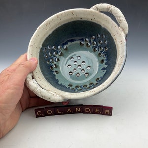 Handmade Pottery Ceramic Kitchen Colander Strainer Blue White 9” by 4" - Etsy