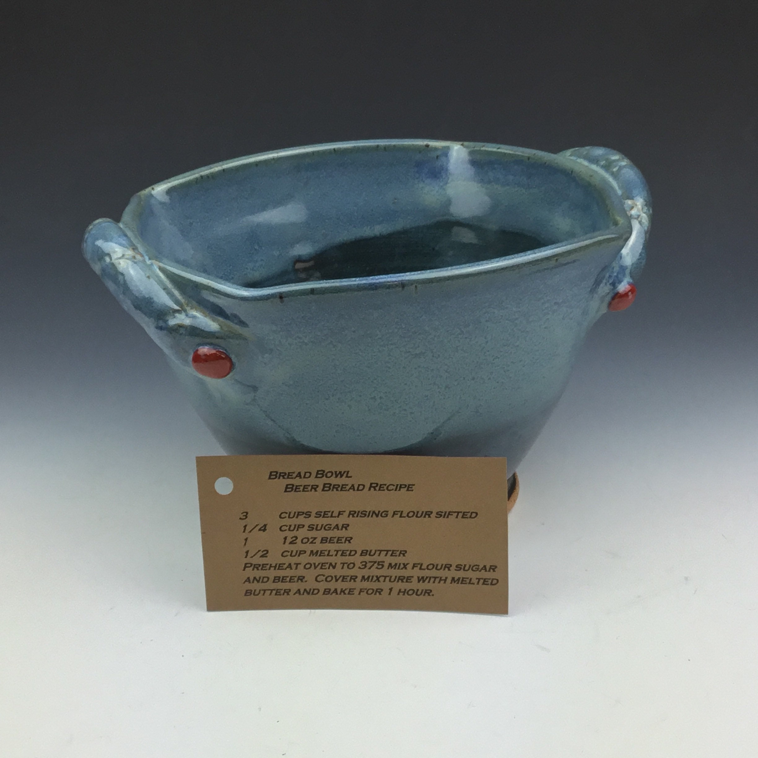 Handmade Ceramic Serving Bread Bowl With Handles in Blue. - Etsy