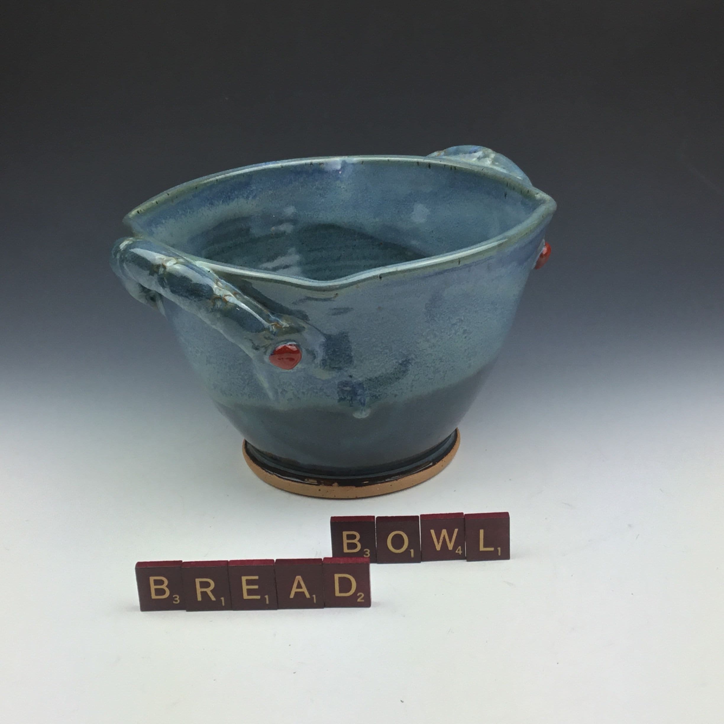 Handmade Ceramic Serving Bread Bowl With Handles in Blue. - Etsy