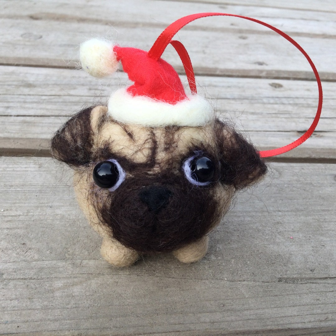 Pug Puppy Dog Needle Felted Decoration Handmade From Sheep Wool - Etsy